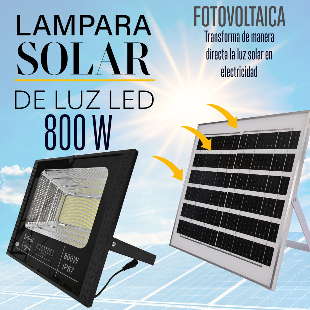 Reflector Con Panel Solar 800 W - Iluminación LUZ VIC